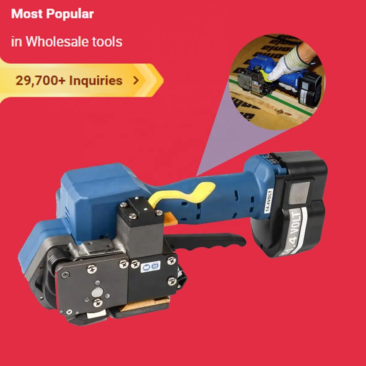 220V Rechargeable Battery Powered Banding Tool Tape 0.5mm Pallet Banding Equipment